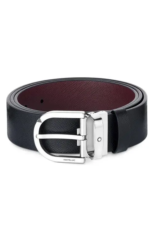 Montblanc Horseshoe Buckle Reversible Leather Belt - Black | Burgundy
